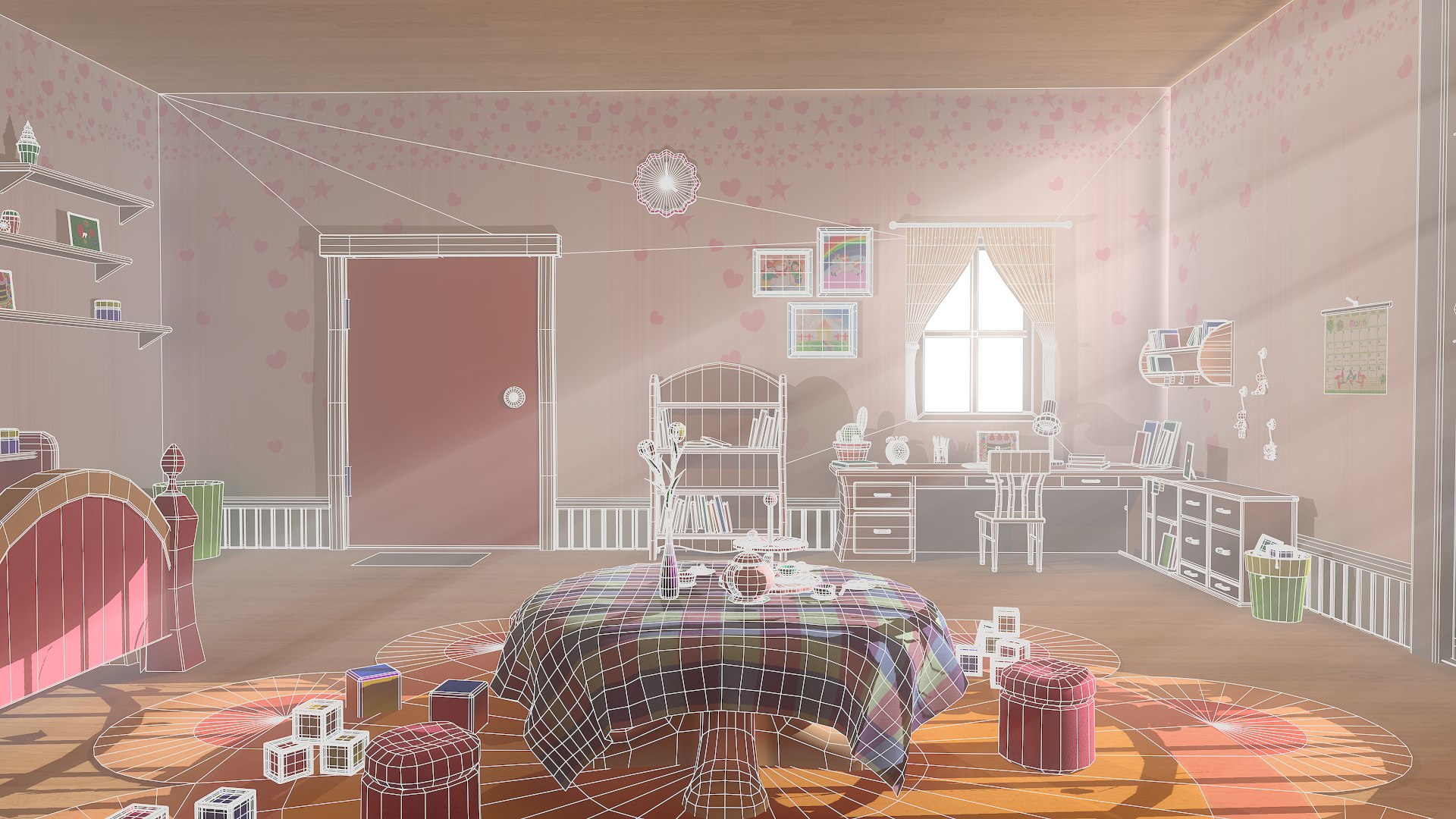 3D Bedroom 03 Cartoon - - TurboSquid 1387291