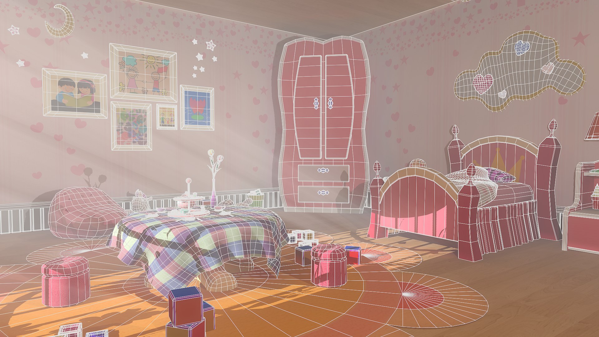 3D Bedroom 03 Cartoon - - TurboSquid 1387291