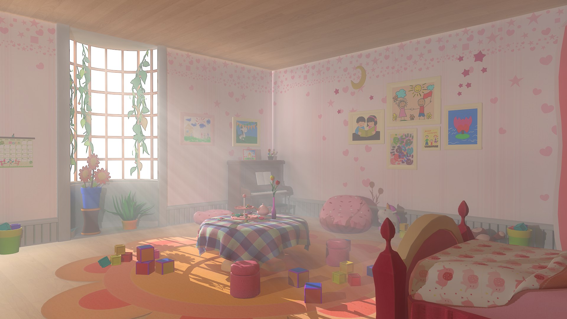 3D Bedroom 03 Cartoon - - TurboSquid 1387291