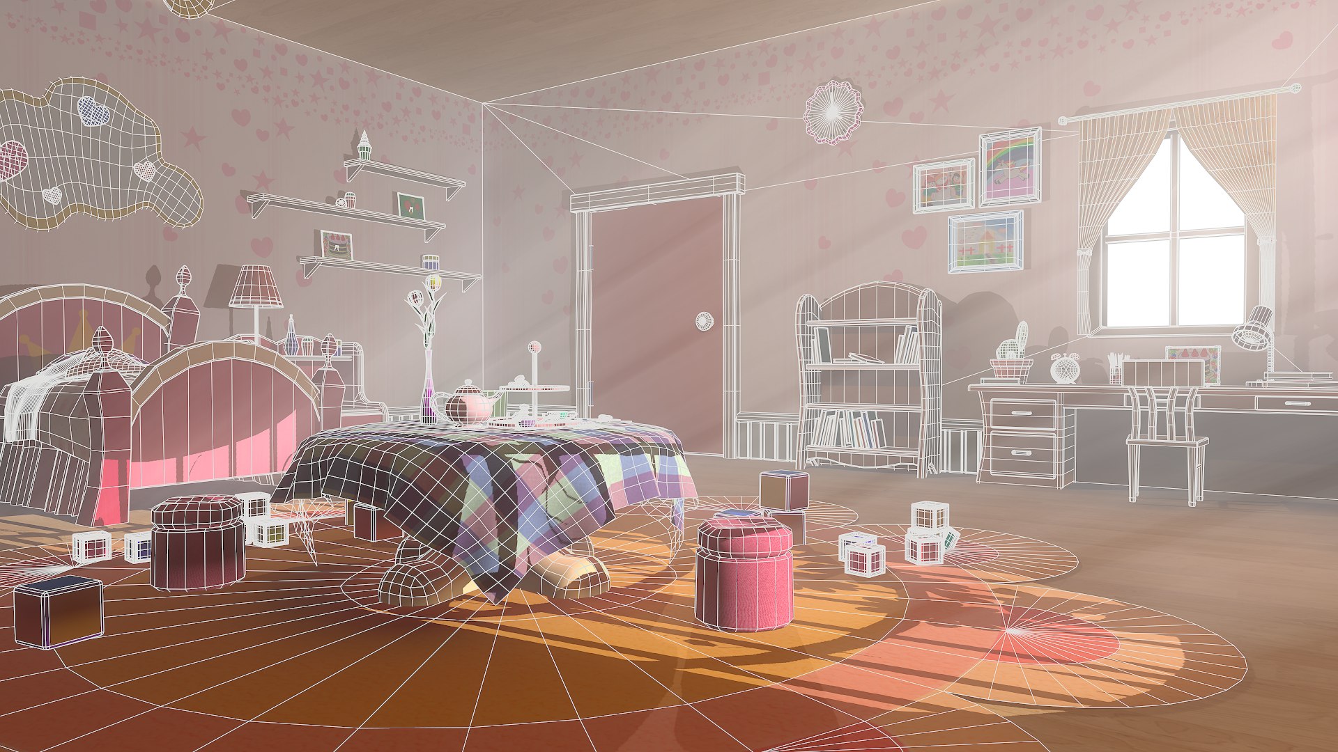 3D Bedroom 03 Cartoon - - TurboSquid 1387291
