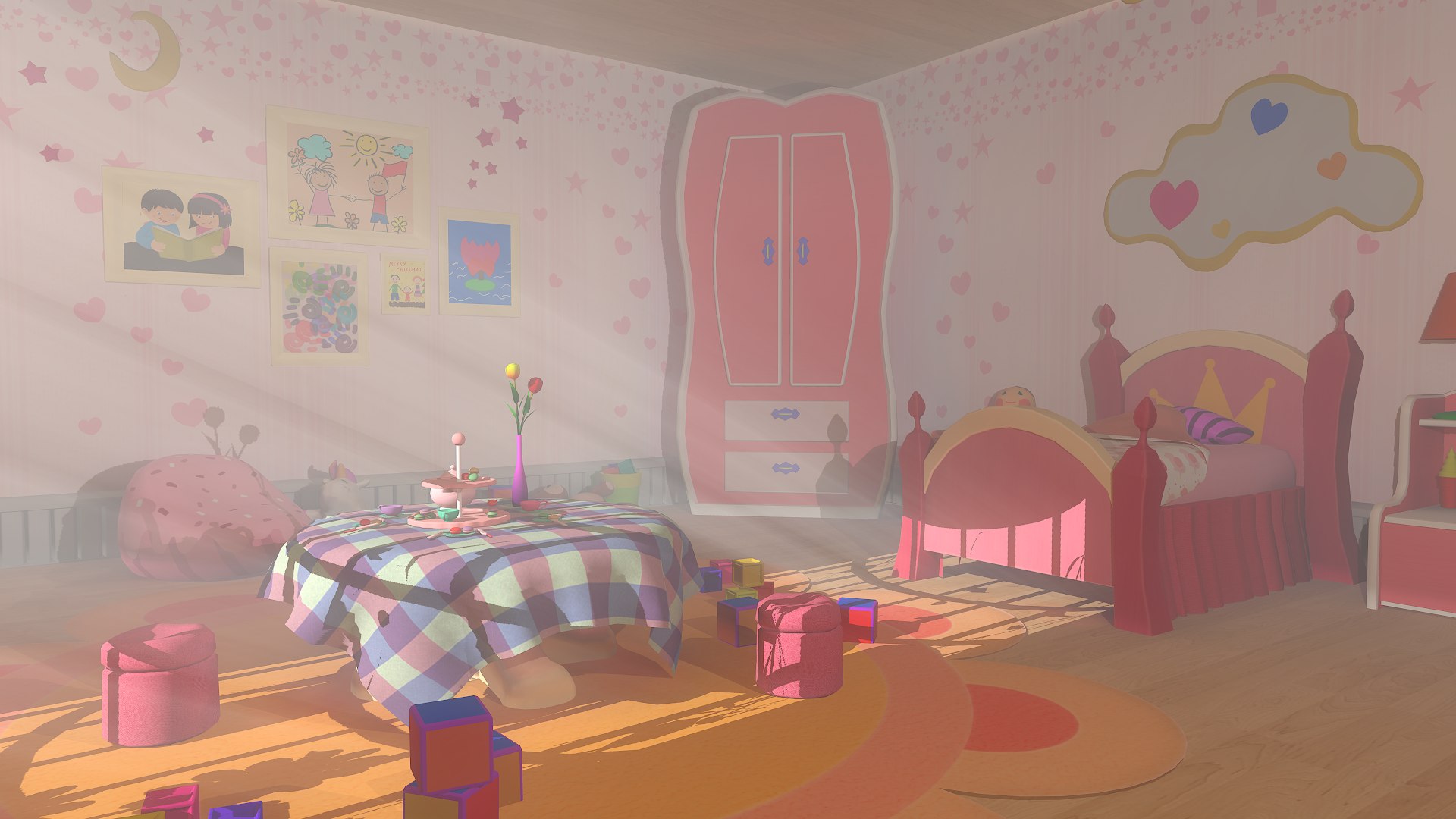 3D Bedroom 03 Cartoon - - TurboSquid 1387291