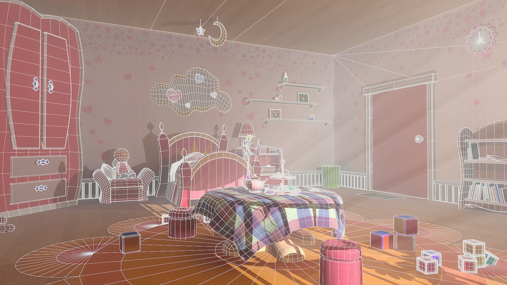 3D Bedroom 03 Cartoon - - TurboSquid 1387291