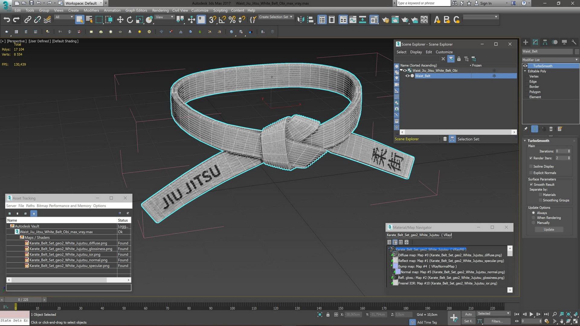 3D model Waist Jiu Jitsu White Belt Obi - TurboSquid 2135042