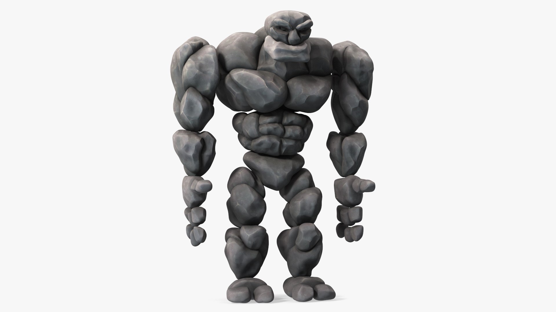 Character Stone Golem Cartoon Gray Rigged 3D model - TurboSquid 1962192