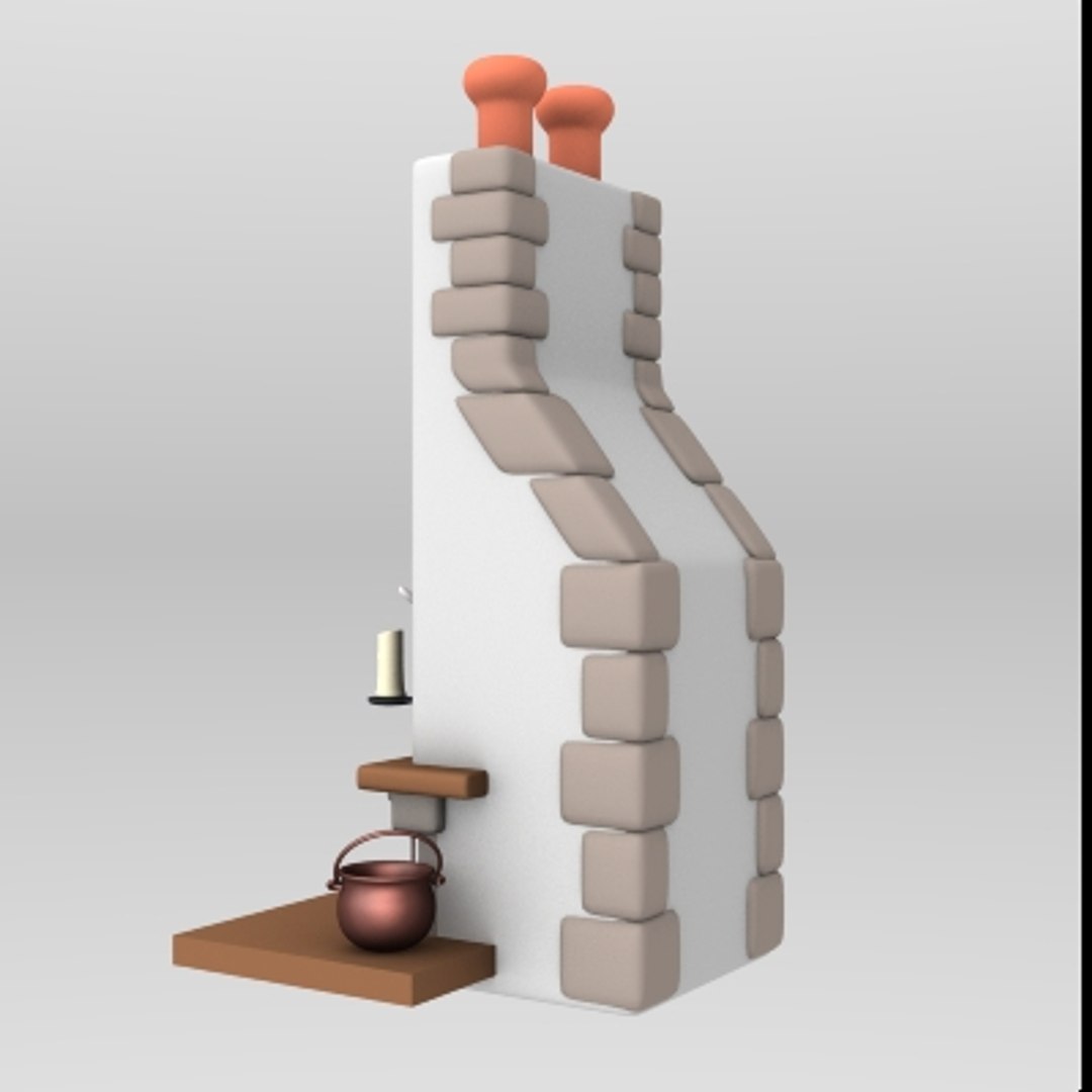 Cartoon Fireplace Chimney 3d Model