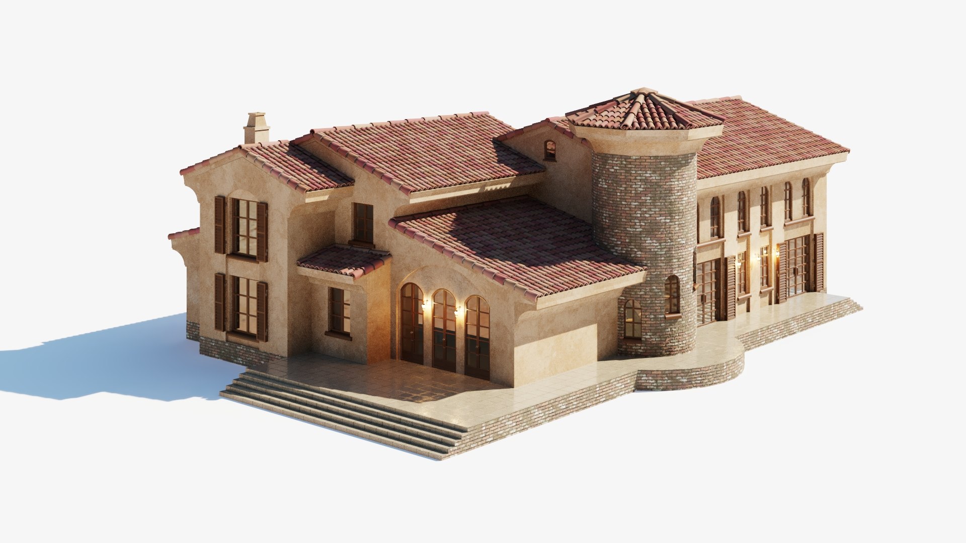 3D villa colonial model - TurboSquid 1674174