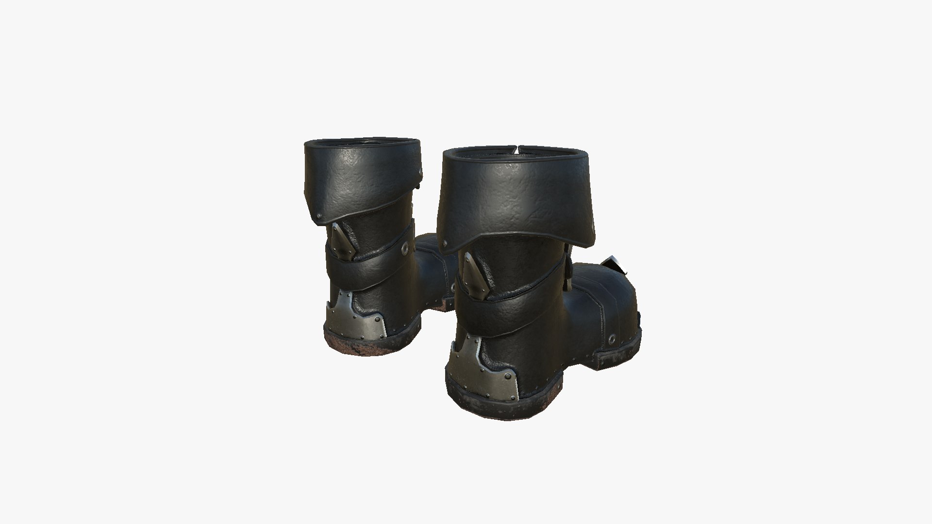 3D Medieval Boots A01 Full Black - Fantasy Character Design Model ...