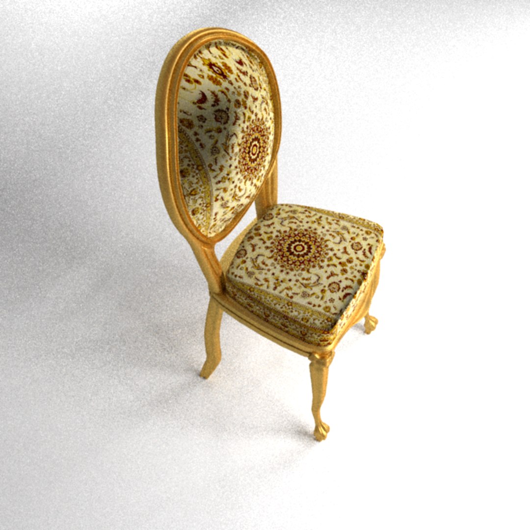 Classic Golden Chair Velvet Fabric 3D Model - TurboSquid 1551737