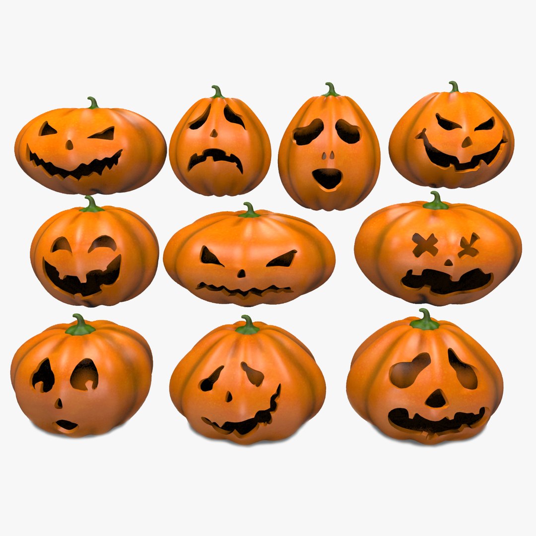 3D halloween pumpkins emoji set - TurboSquid 1446251