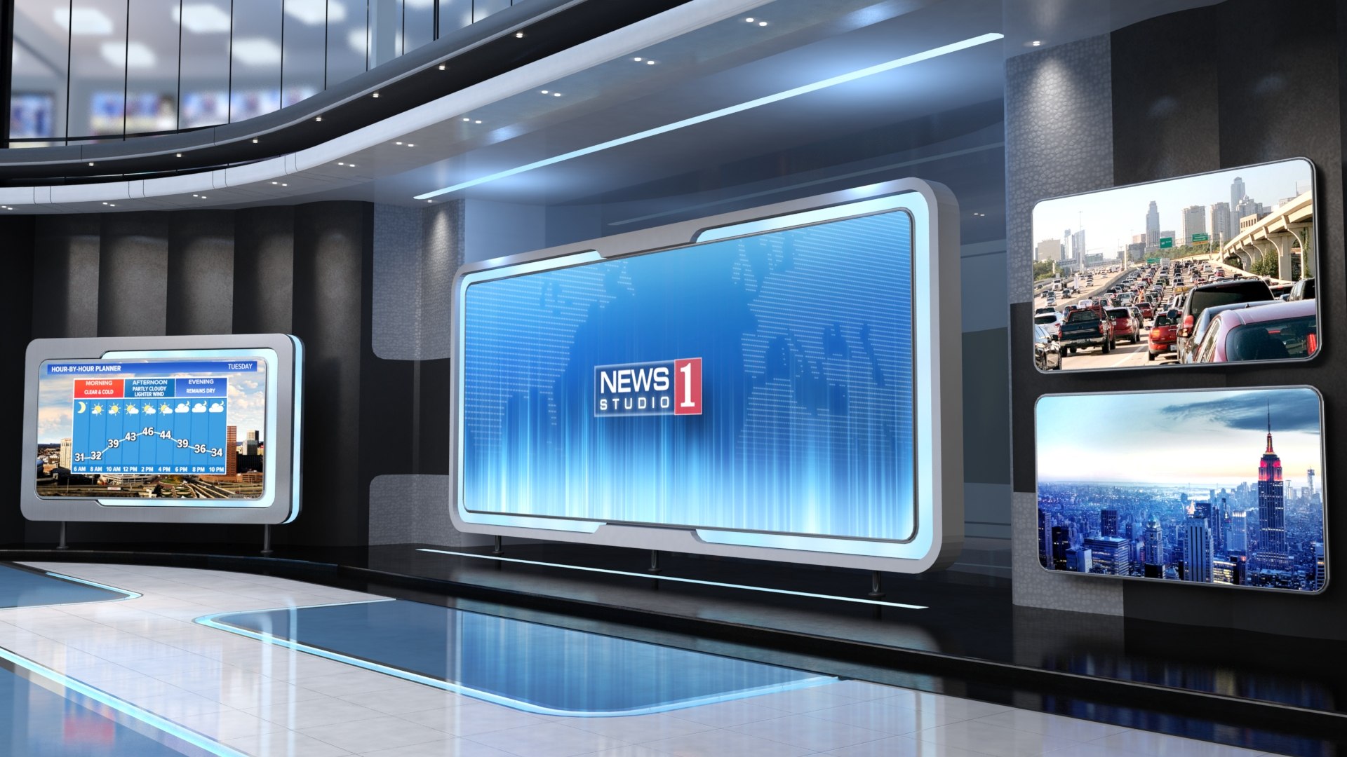 3D VR News Studio 1 - TurboSquid 2000793