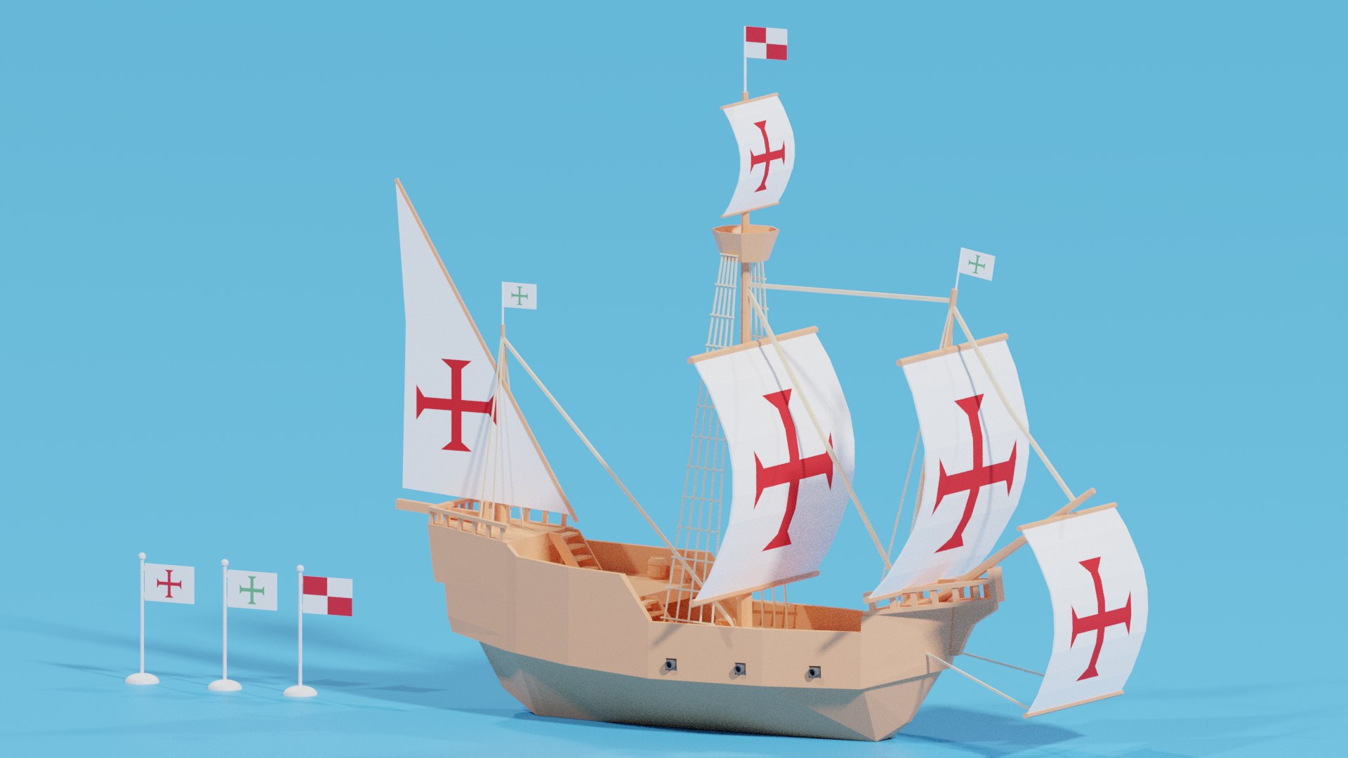 3D Cartoon Santa Maria Ship - TurboSquid 2374777