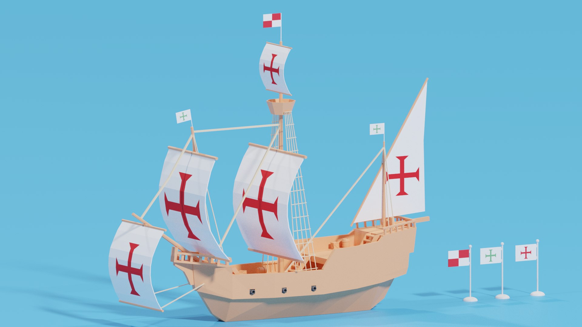 3D Cartoon Santa Maria Ship - TurboSquid 2374777