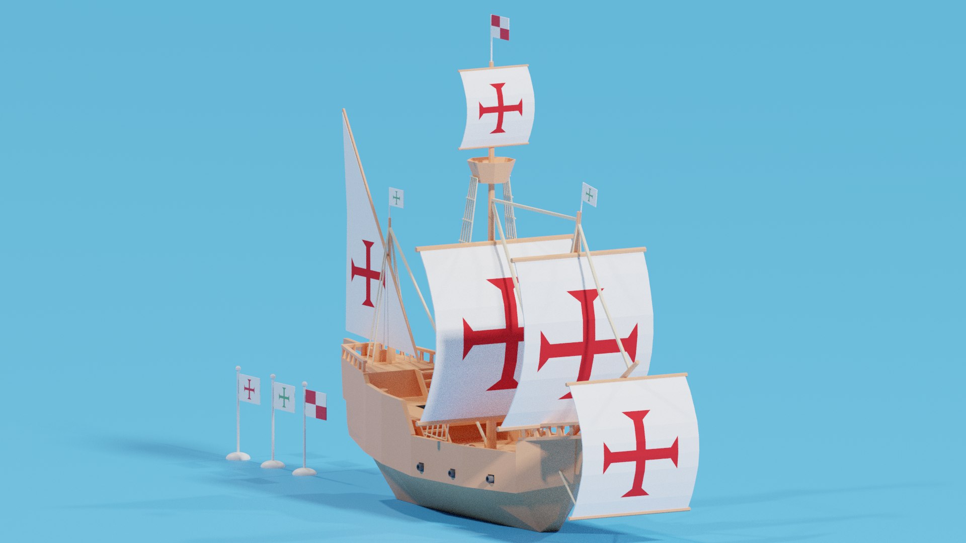 3D Cartoon Santa Maria Ship - TurboSquid 2374777