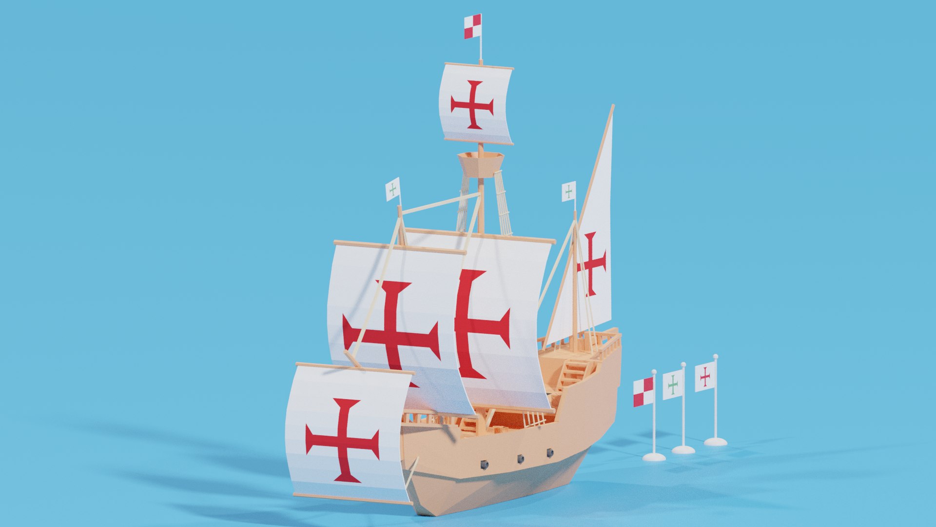 3D Cartoon Santa Maria Ship - TurboSquid 2374777