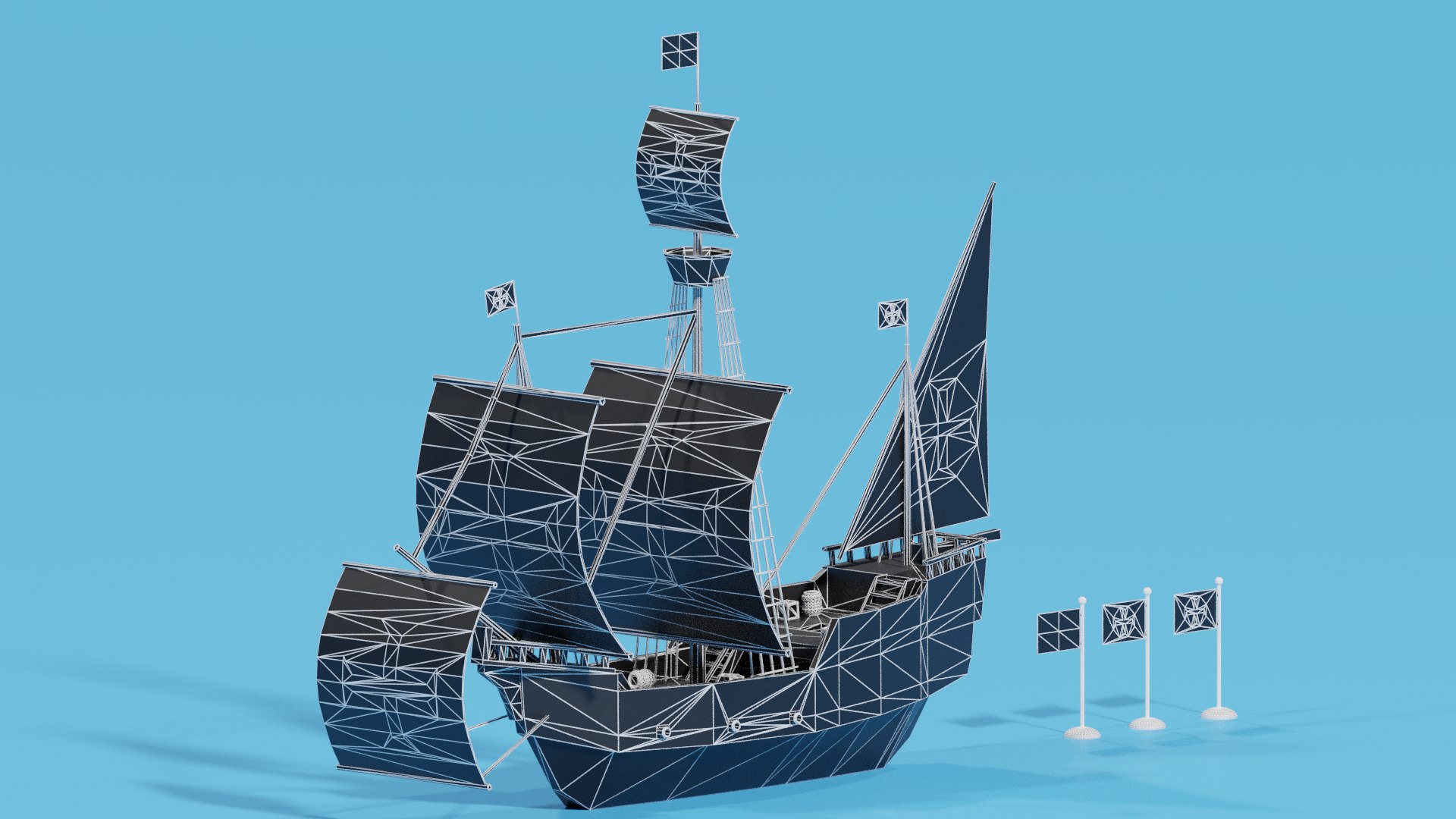 3D Cartoon Santa Maria Ship - TurboSquid 2374777