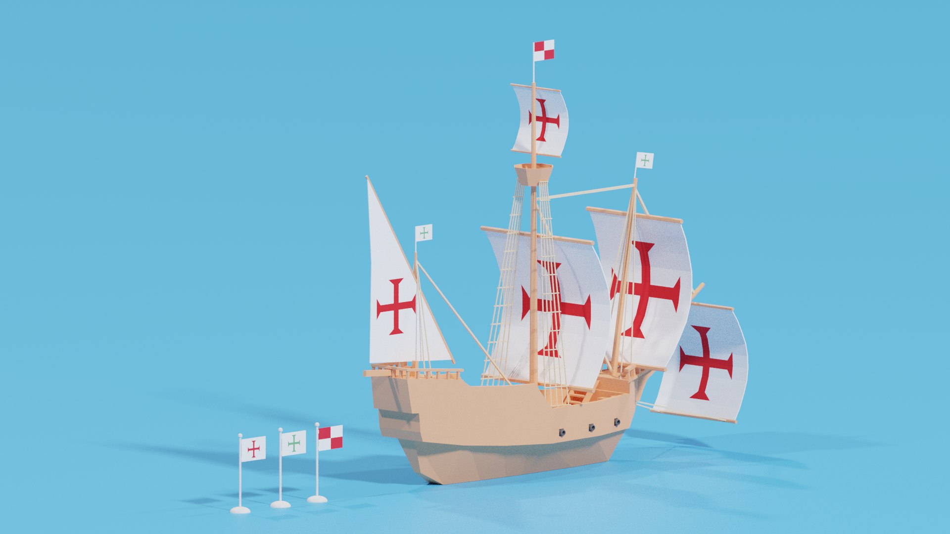 3D Cartoon Santa Maria Ship - TurboSquid 2374777