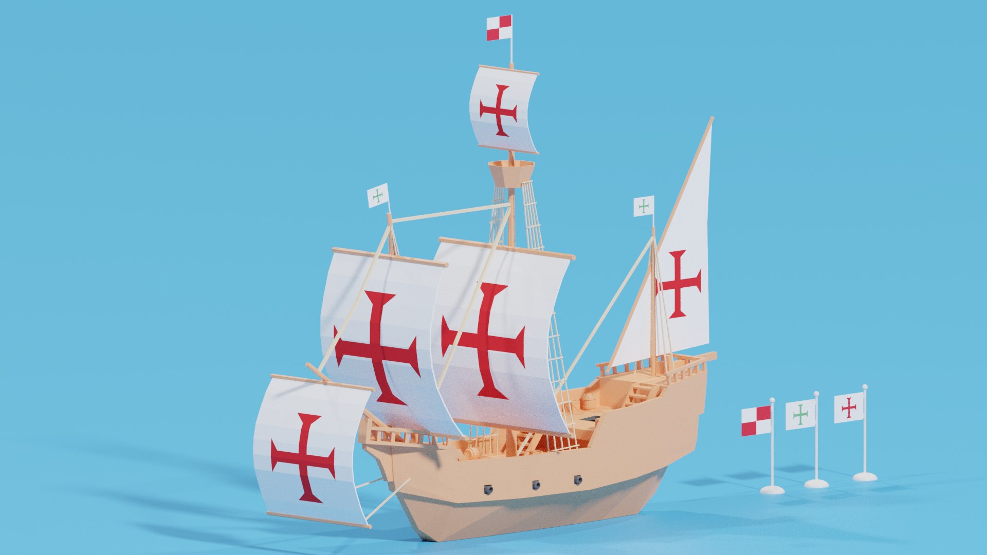 3D Cartoon Santa Maria Ship - TurboSquid 2374777