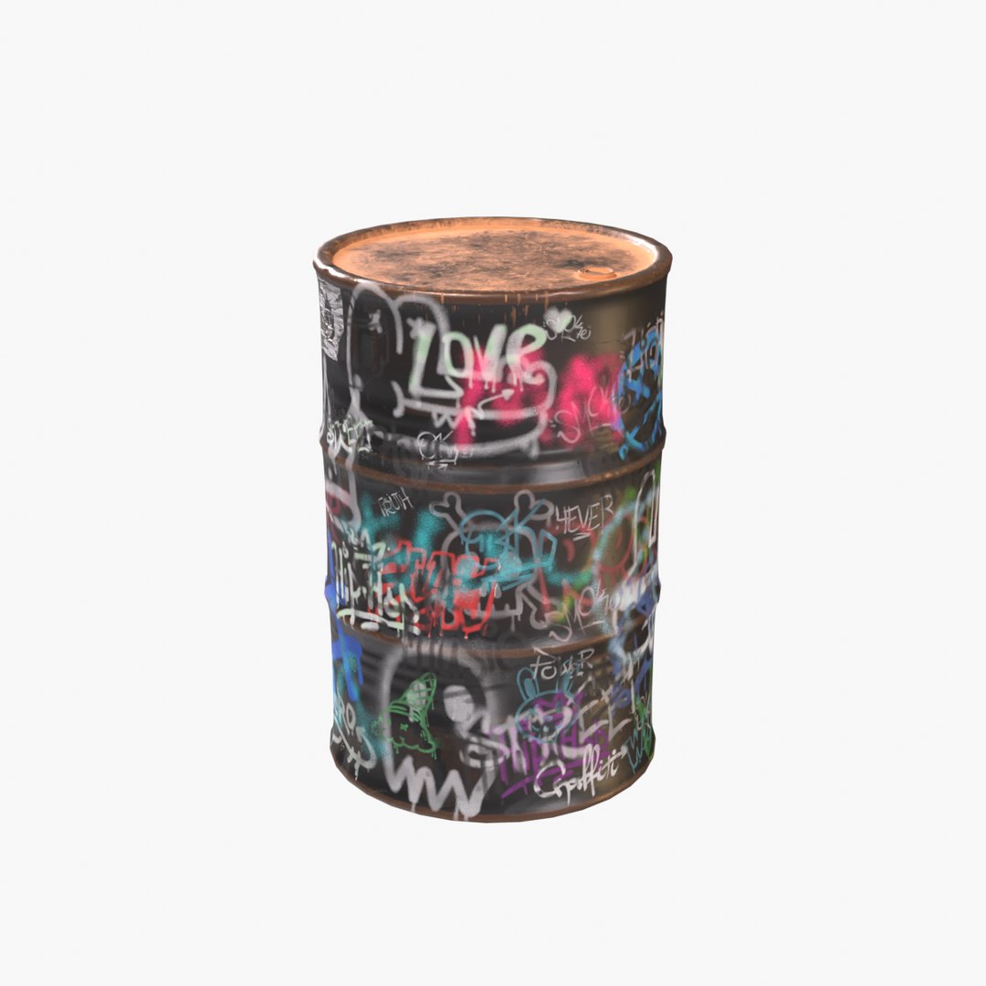 Graffiti Oil Barrel - PBR Game Ready 3D Model - TurboSquid 2388026