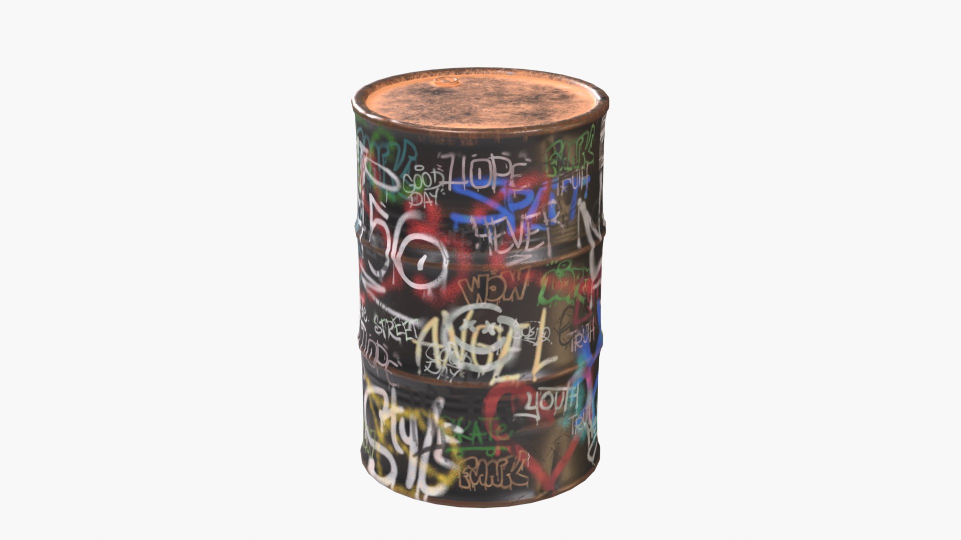 Graffiti Oil Barrel - PBR Game Ready 3D Model - TurboSquid 2388026