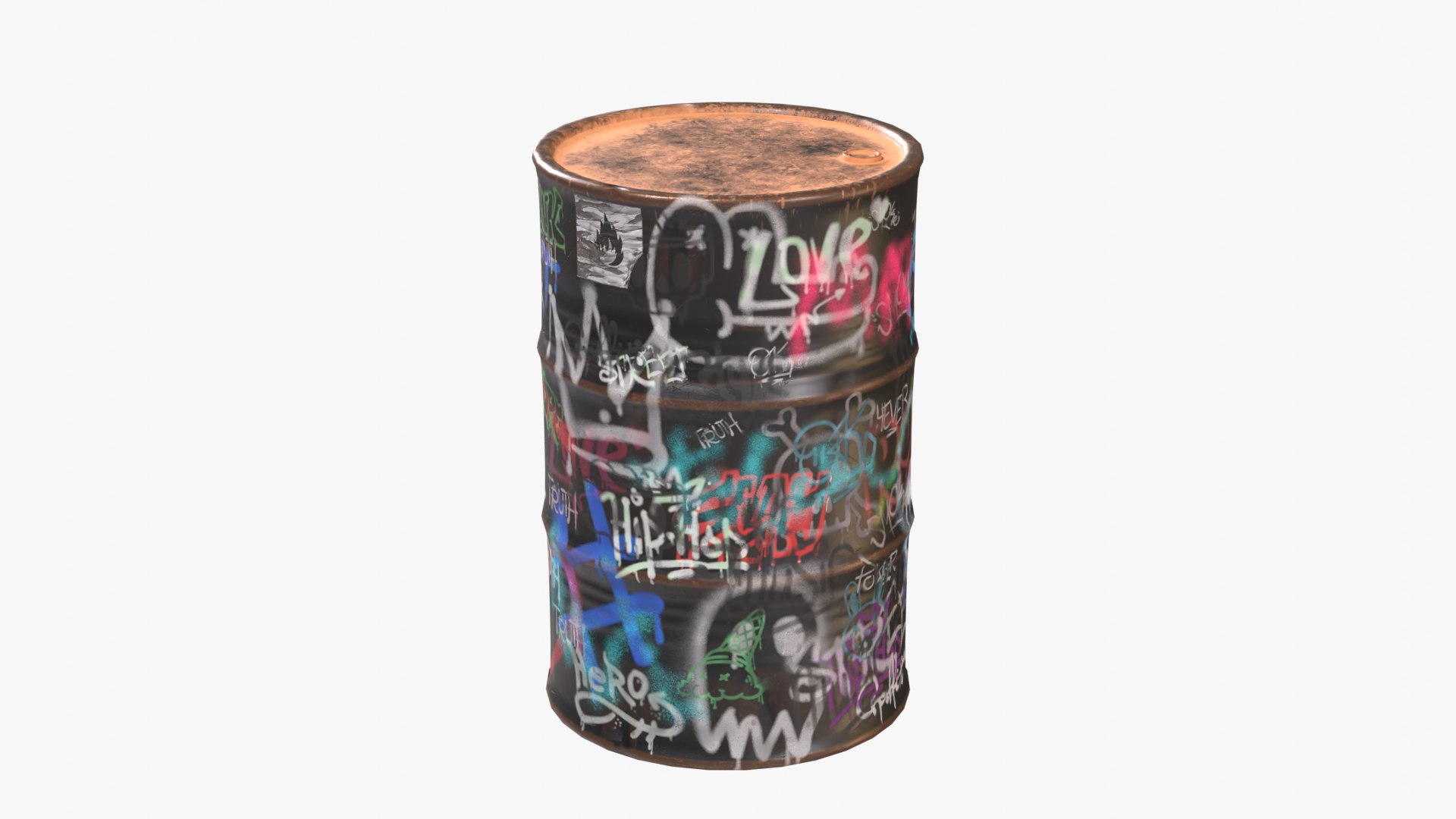 Graffiti Oil Barrel - PBR Game Ready 3D Model - TurboSquid 2388026