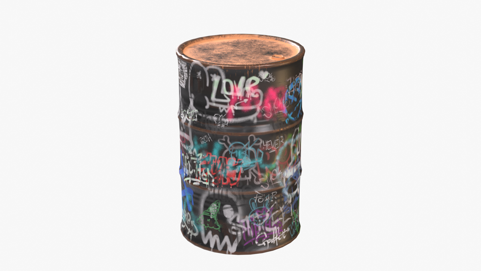 Graffiti Oil Barrel - PBR Game Ready 3D Model - TurboSquid 2388026