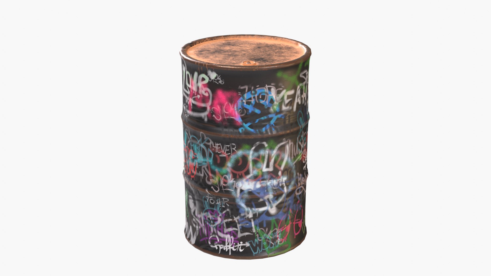 Graffiti Oil Barrel - PBR Game Ready 3D Model - TurboSquid 2388026