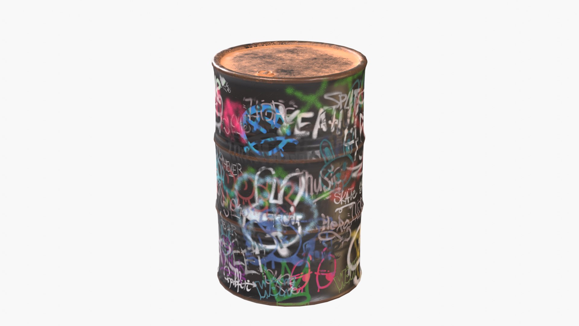 Graffiti Oil Barrel - PBR Game Ready 3D Model - TurboSquid 2388026