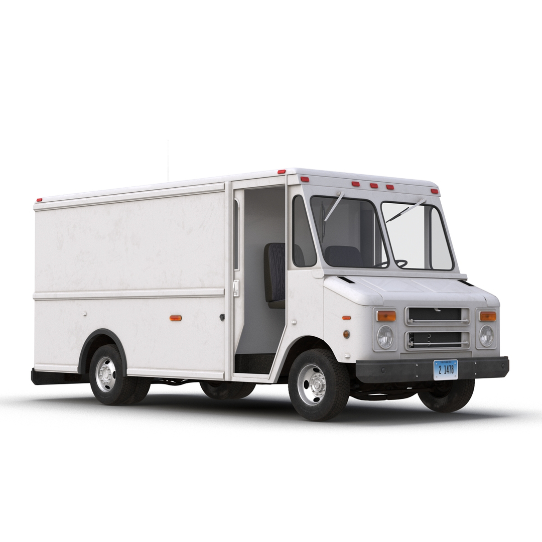 post office truck simple 3d obj