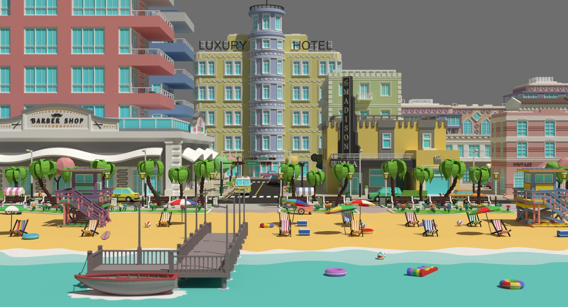 3d Model Of City Beach