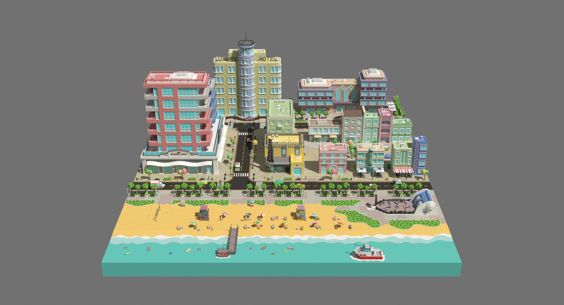 3d Model Of City Beach
