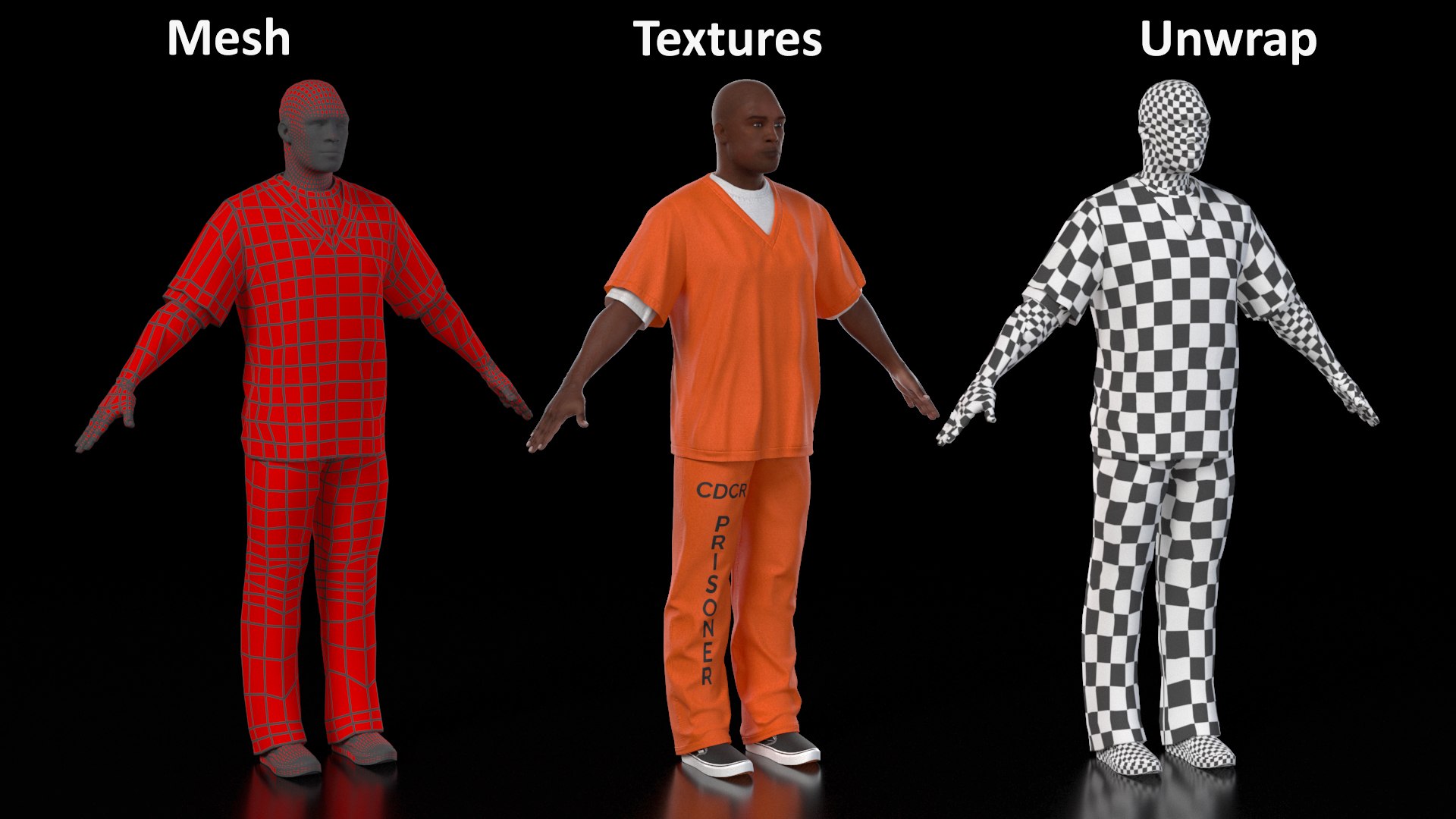 3D Black Male Prisoner A-Pose - TurboSquid 2363217