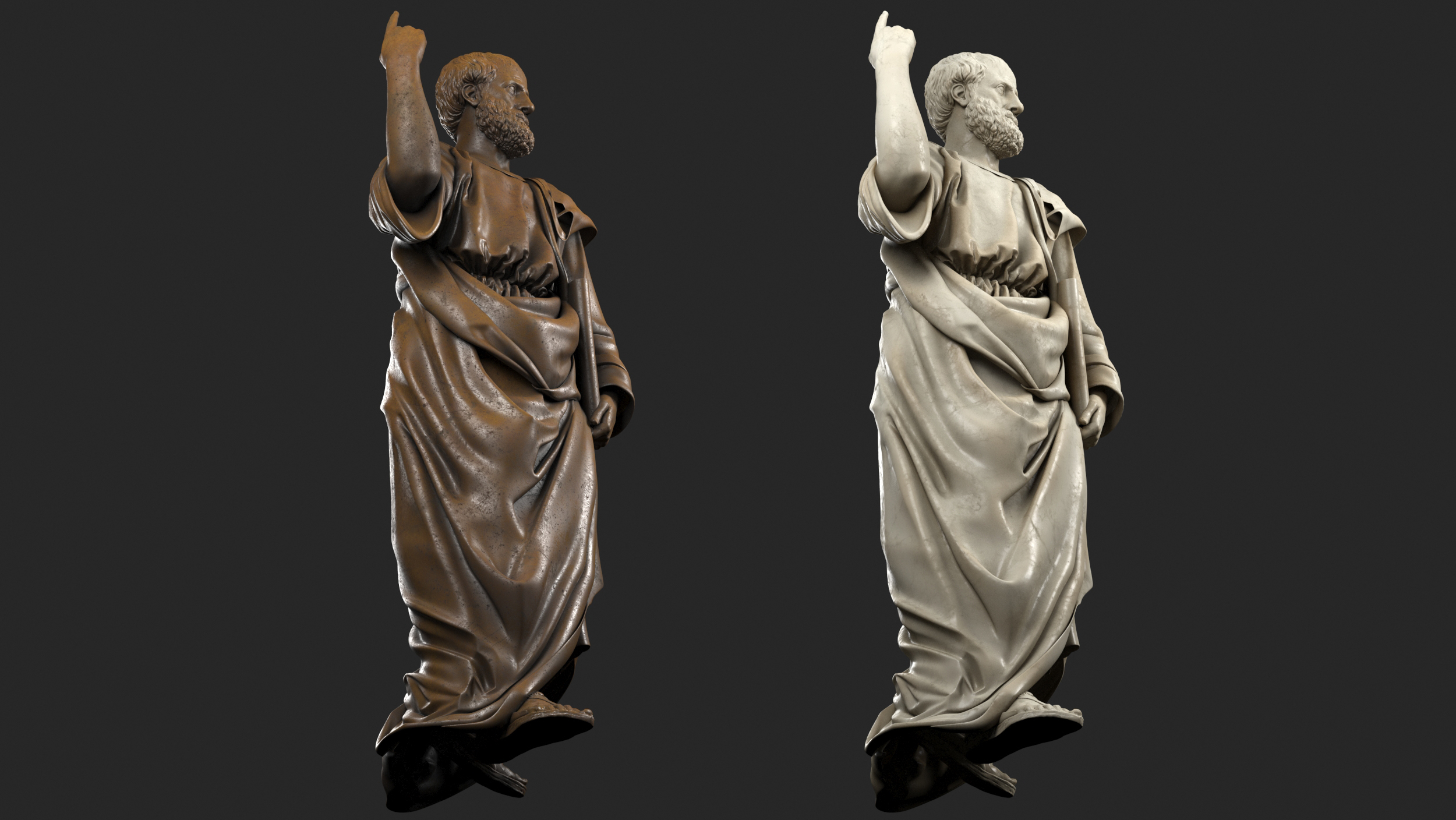 aristoteles sculpture 3d model