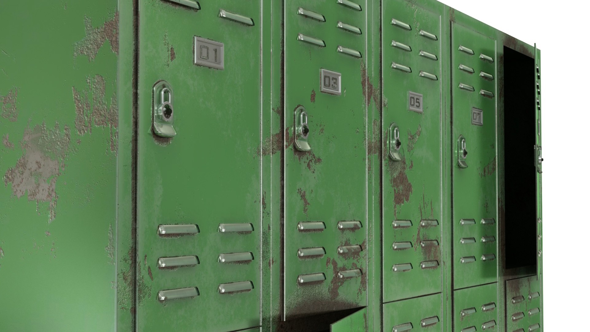 Locker Cabinet Old Green 3D - TurboSquid 2283205