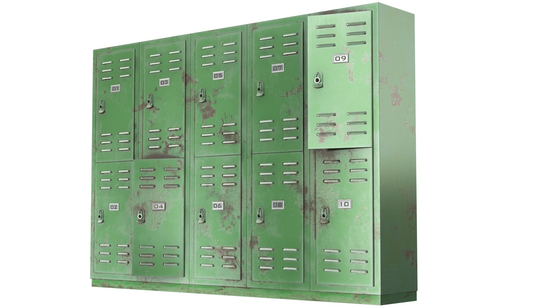 Locker Cabinet Old Green 3D - TurboSquid 2283205
