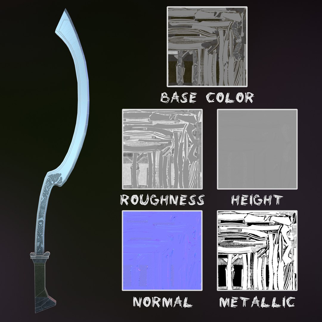 Long Sickle Battle Sword 3D Model - TurboSquid 1714669