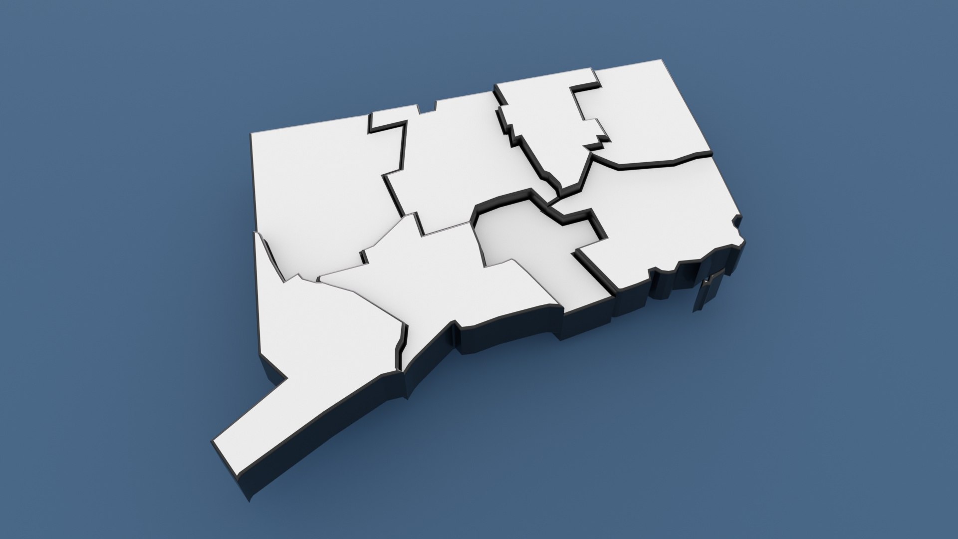 3D Connecticut Counties - Map Of United States Of America USA Model ...