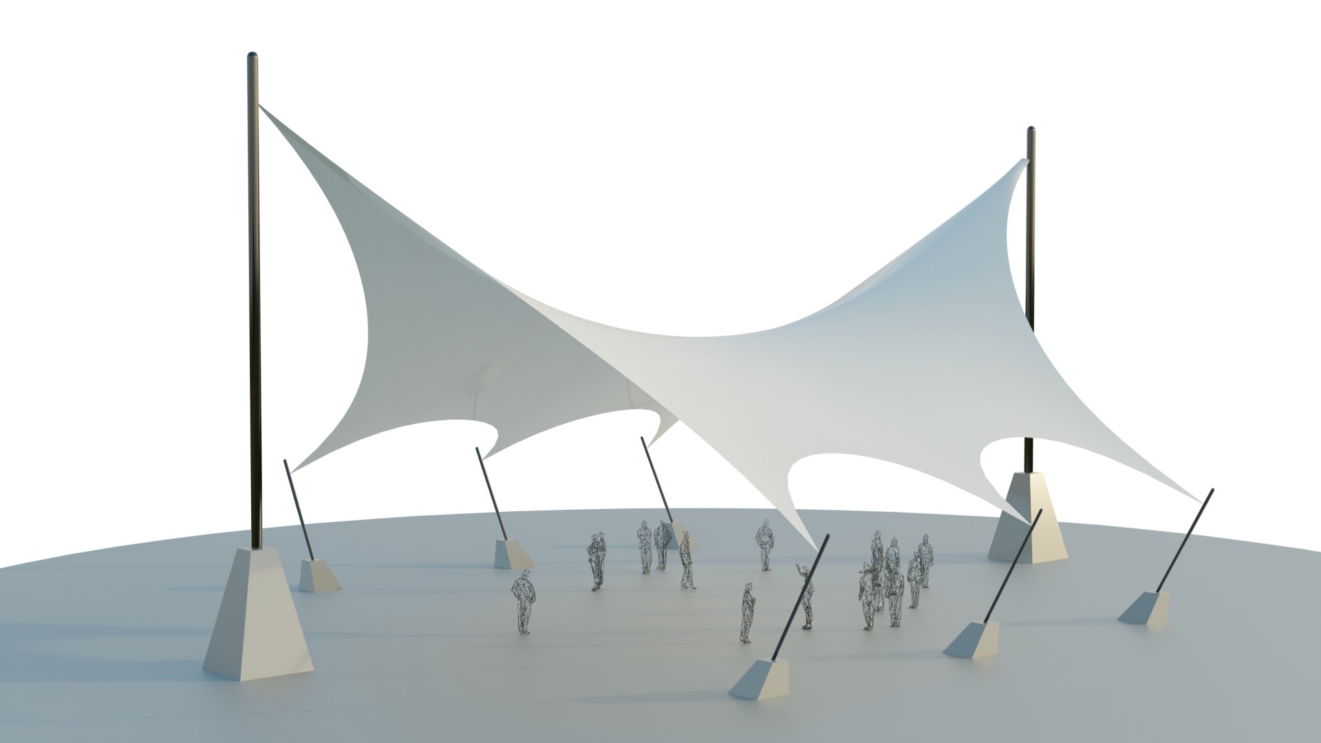 3D Tensile Structure Canopy Set 03 Model - TurboSquid 2358916