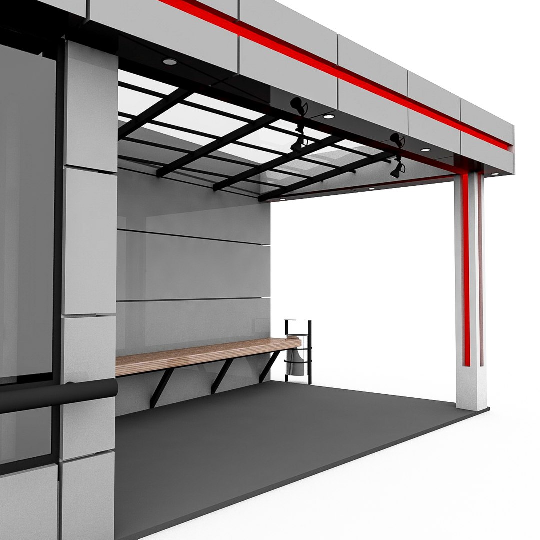 3d model city bus stop