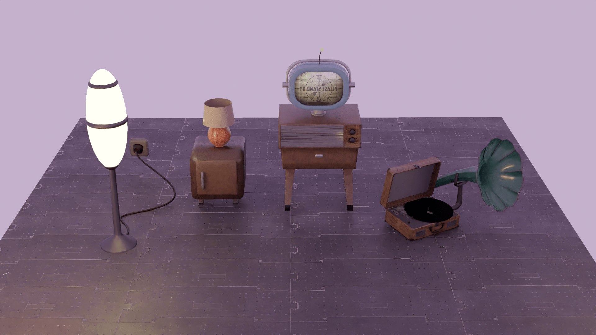 3D Retro Mid Century Mod Props Model - TurboSquid 2025482