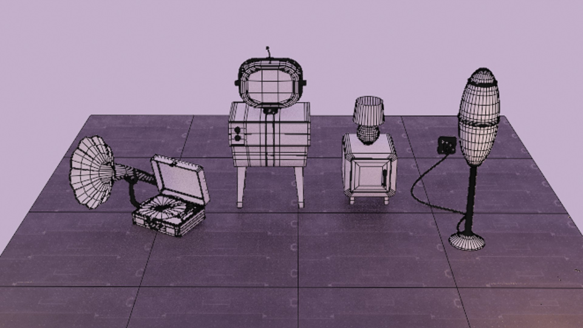 3D Retro Mid Century Mod Props Model - TurboSquid 2025482