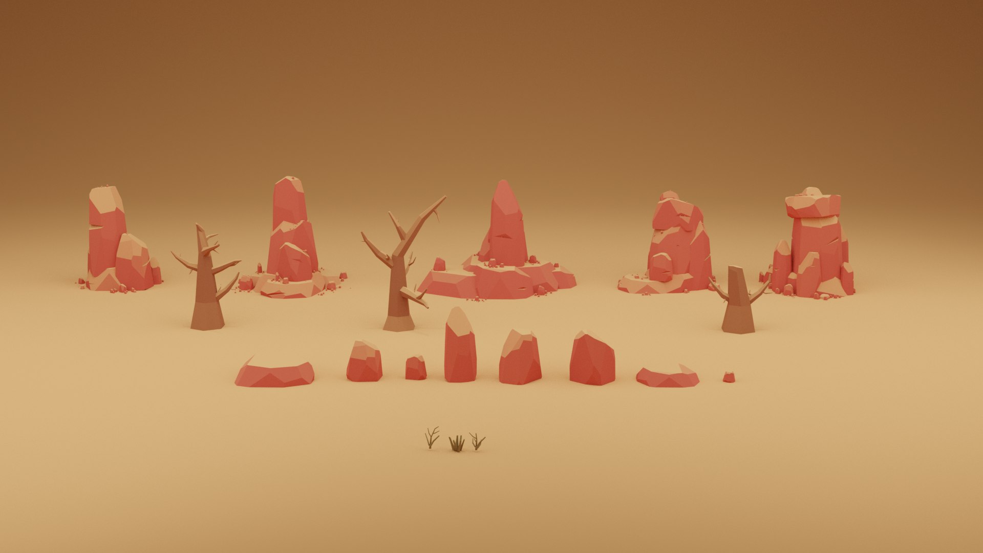 3D Model 3D Low Poly Rocks Trees - TurboSquid 1952810