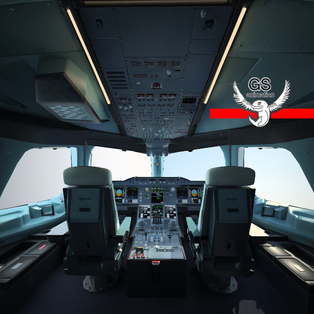 3d model airbus flight deck