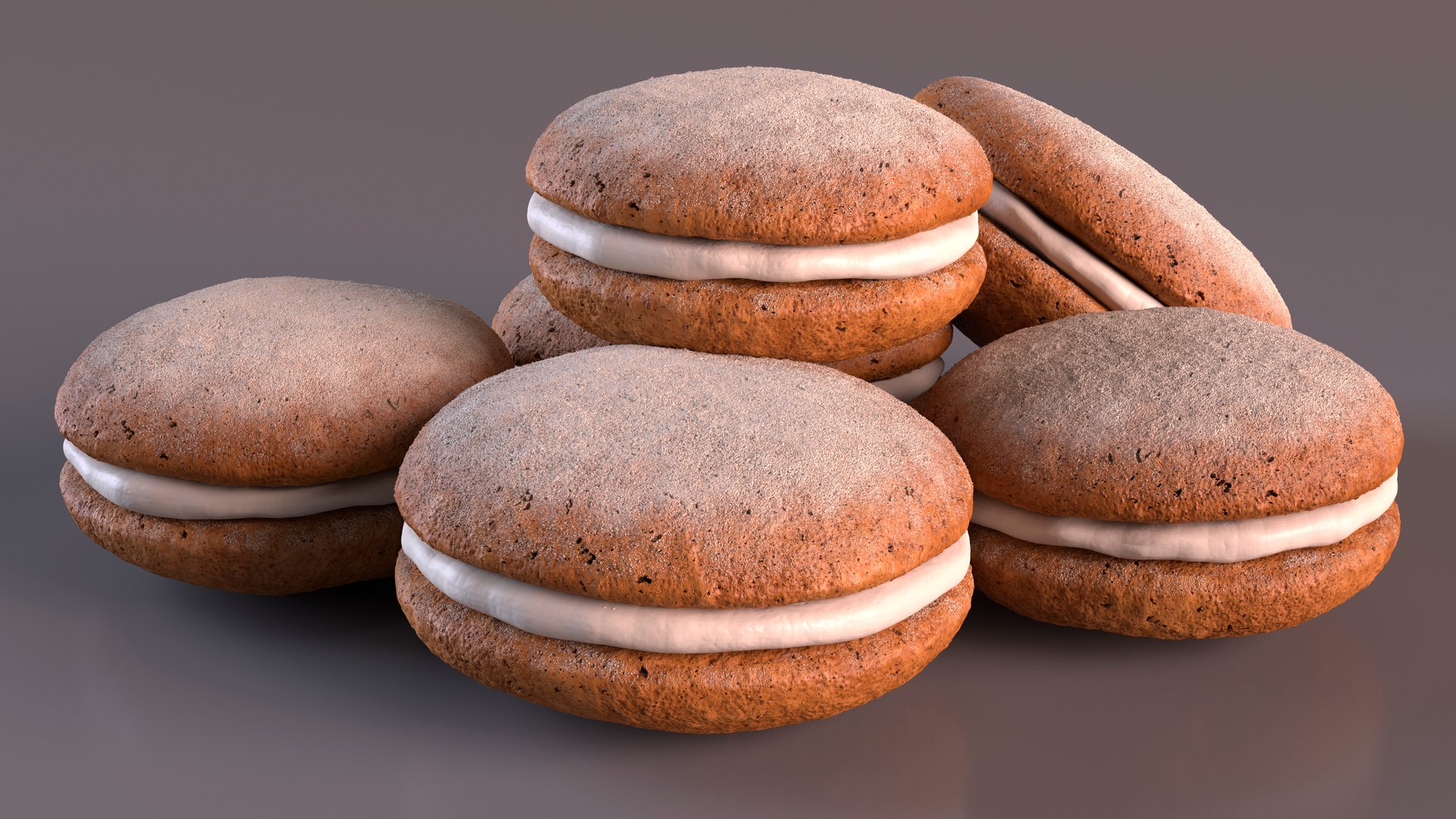 Sandwich Cookie Sprinkled With Powdered Sugar 3D Model - TurboSquid 2167813