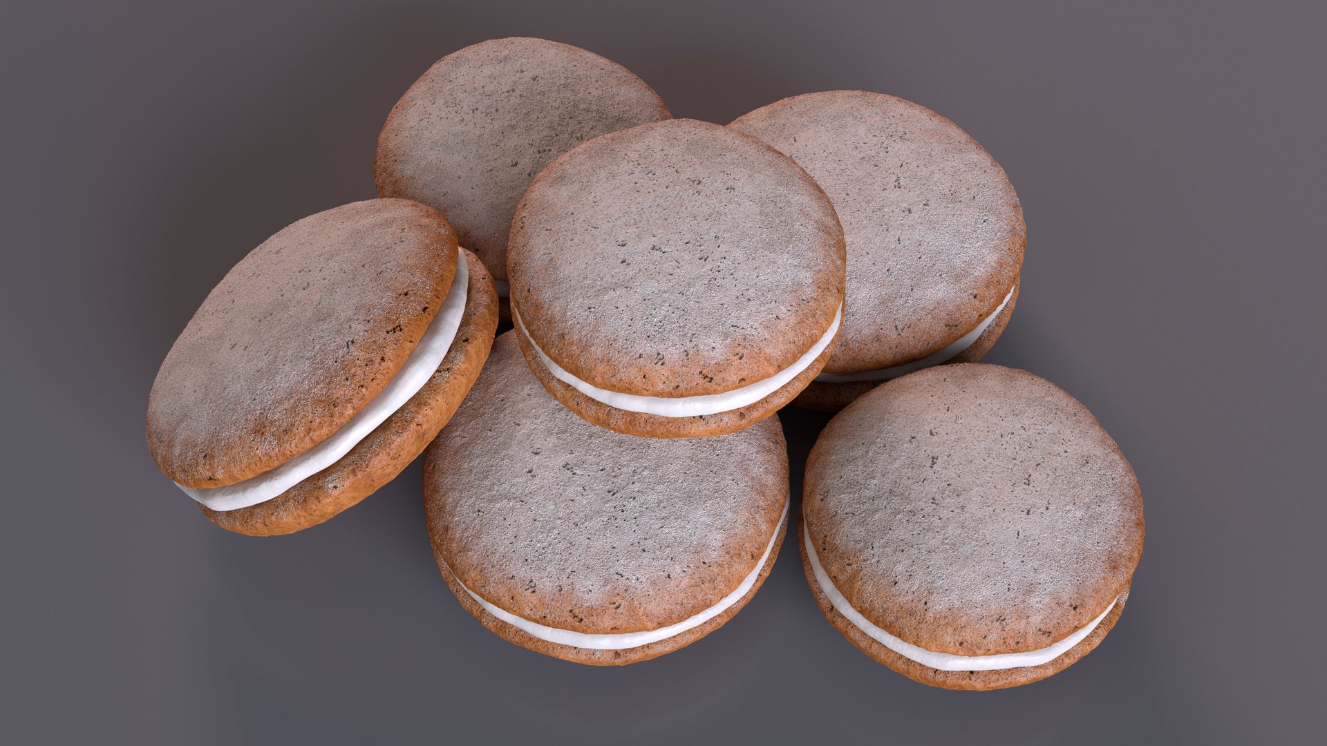 Sandwich Cookie Sprinkled With Powdered Sugar 3D Model - TurboSquid 2167813