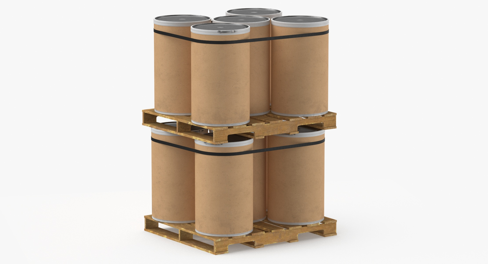 Cardboard Drum Barrel Double Pallet 3D - TurboSquid 1965867