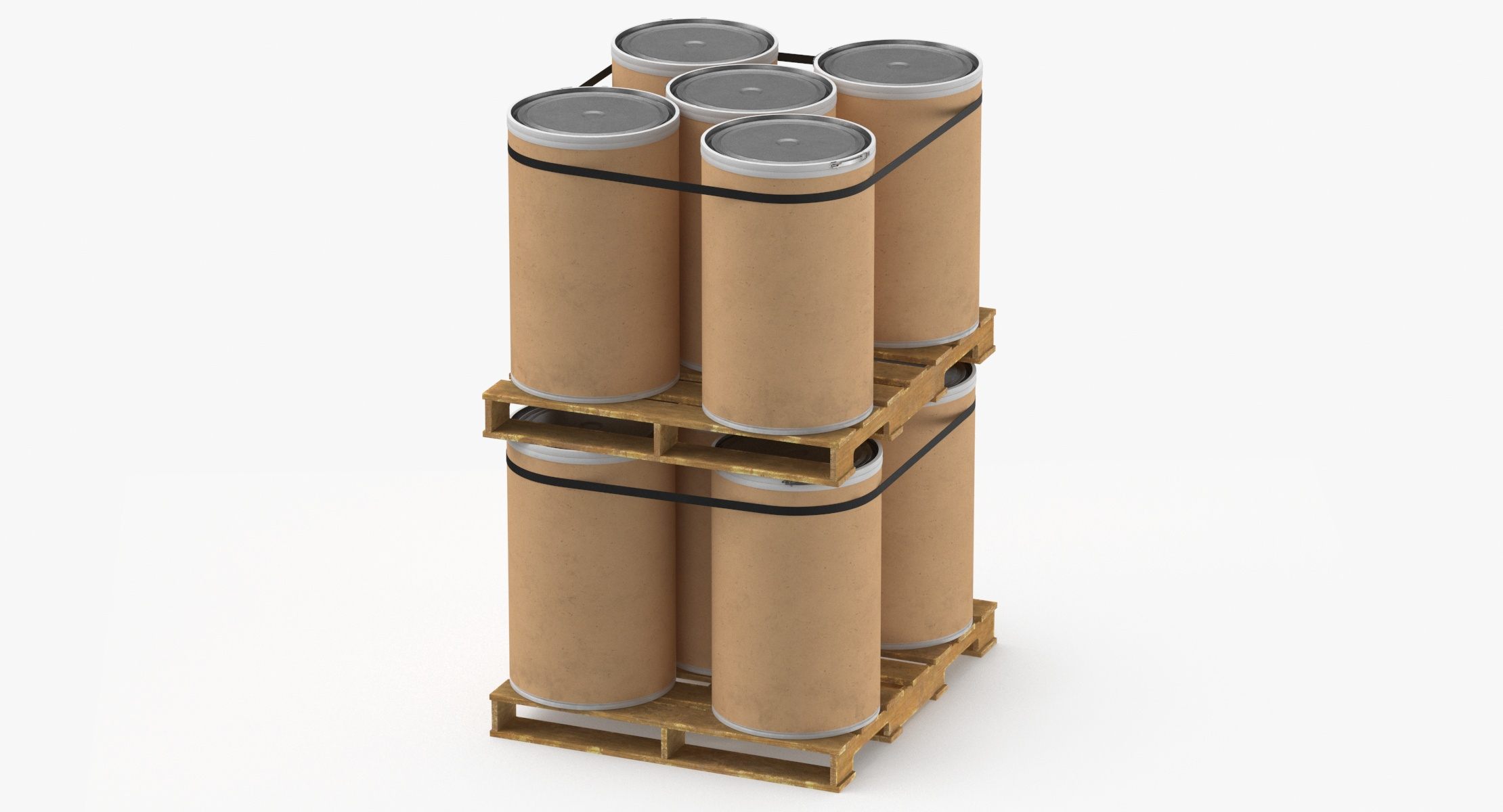 Cardboard Drum Barrel Double Pallet 3D - TurboSquid 1965867
