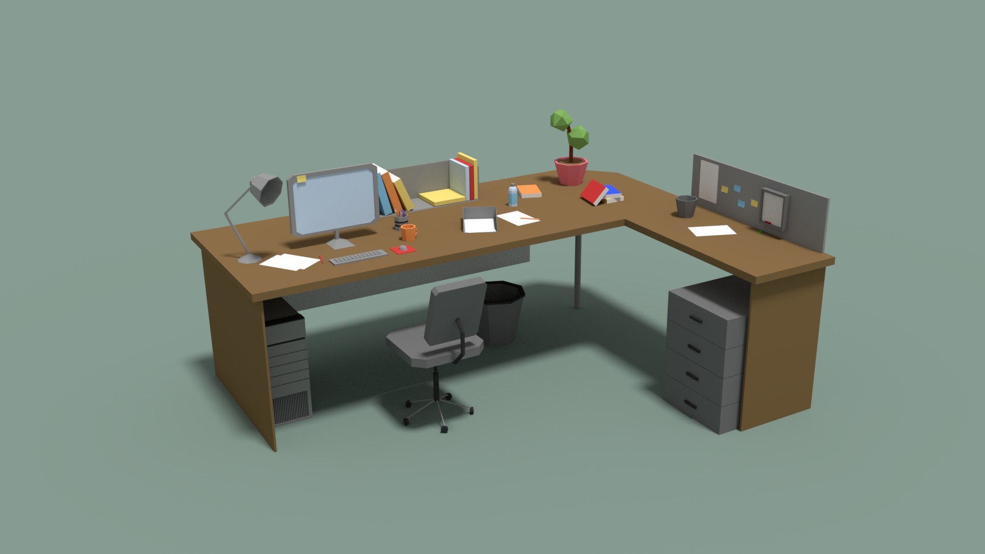 Cartoony Office Desk 3D Model - TurboSquid 1195616