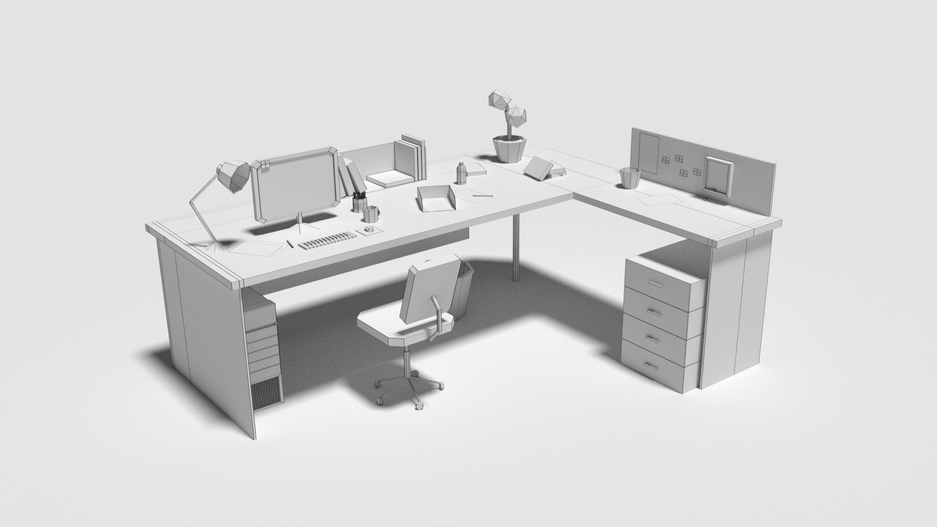 Cartoony Office Desk 3D Model - TurboSquid 1195616