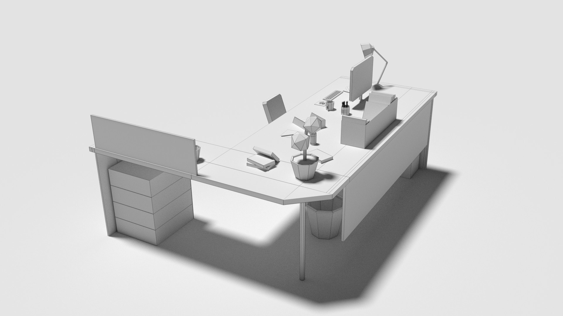 Cartoony Office Desk 3D Model - TurboSquid 1195616