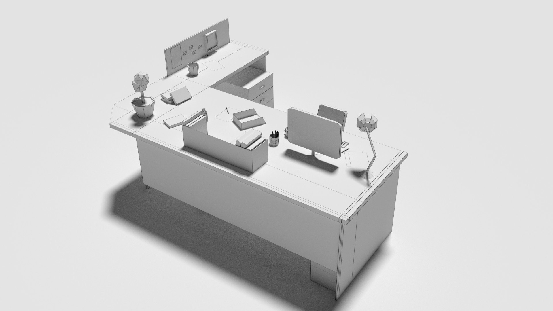 Cartoony Office Desk 3D Model - TurboSquid 1195616